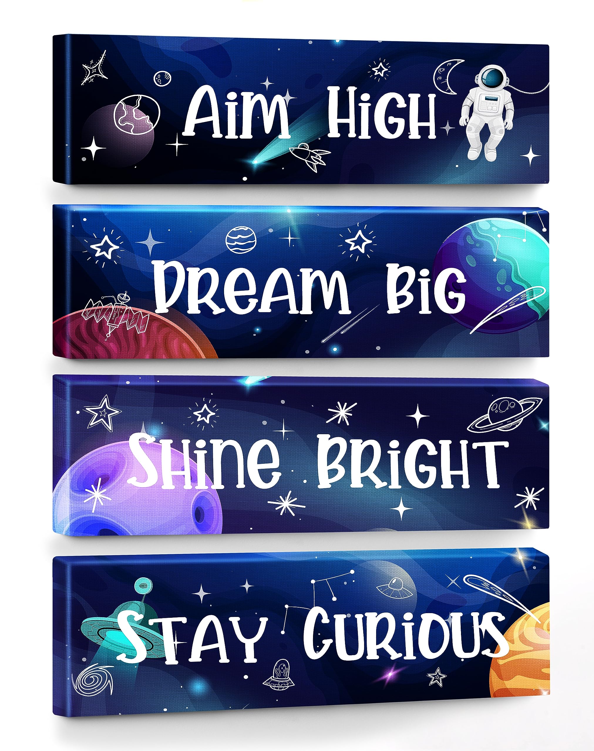 4 PCS Outer Space Room Decor for Boys, Space Wall Decor, Space Nursery Decor for Kids, Space Decor for Boys Room, Wall Decor Boys Bedroom, Space Themed Decor for Toddler, Space Bedroom Decor for Boys