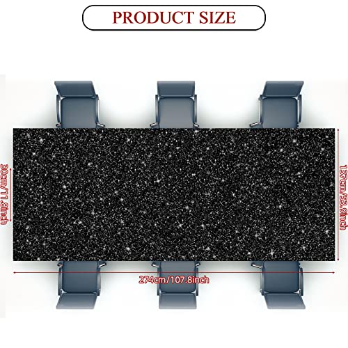 3 Pcs Black Sequin Glitter Tablecloth 54 x 108 Inch Sparkly Shimmer Shiny Waterproof Rectangle Table Cover for Wedding Birthday Graduation Decorations