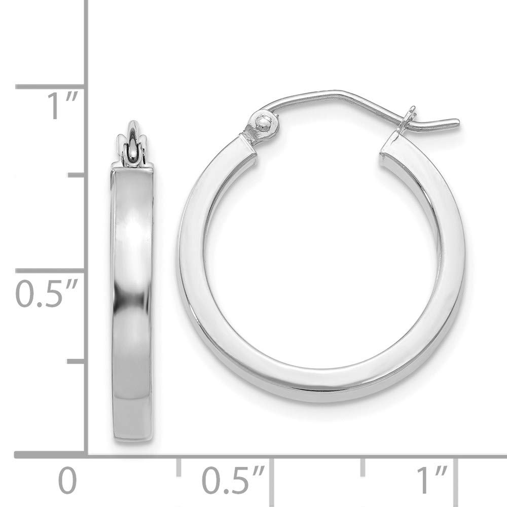 14k White Gold 2x3mm Rectangle Tube Hoop 20mm 2.9mm style T1043