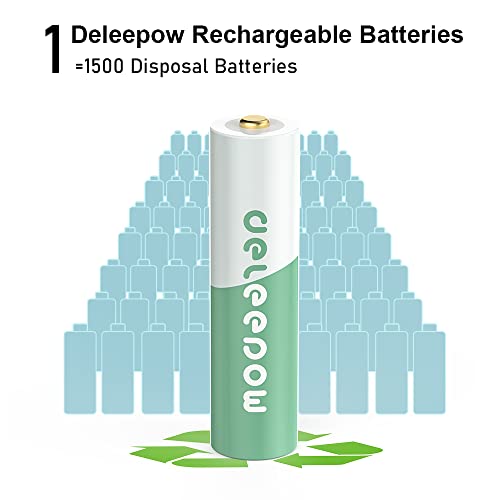 Deleepow 3200mAh Ni-MH AA Rechargeable Batteries High Capacity 8 Pack AA Batteries and 8-Bay AA AAA Individual Rechargeable Battery Charger