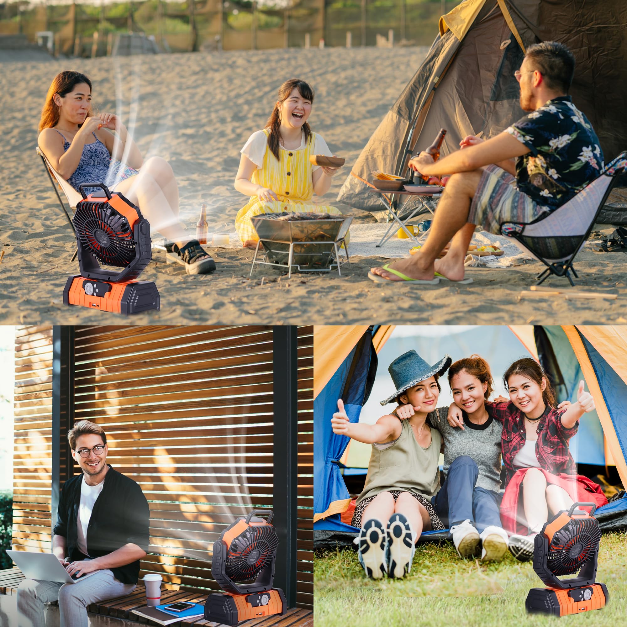 ๐๐๐๐๐๐ฆ๐๐ก Camping Fan Battery Powered Fan with LED Lantern, Portable Camping Fan for tents, 8H Timer & 270ยฐOsicllating Fan Rechargeable Battery Operated Fan, USB Desk Fan Beach Fan with Hook