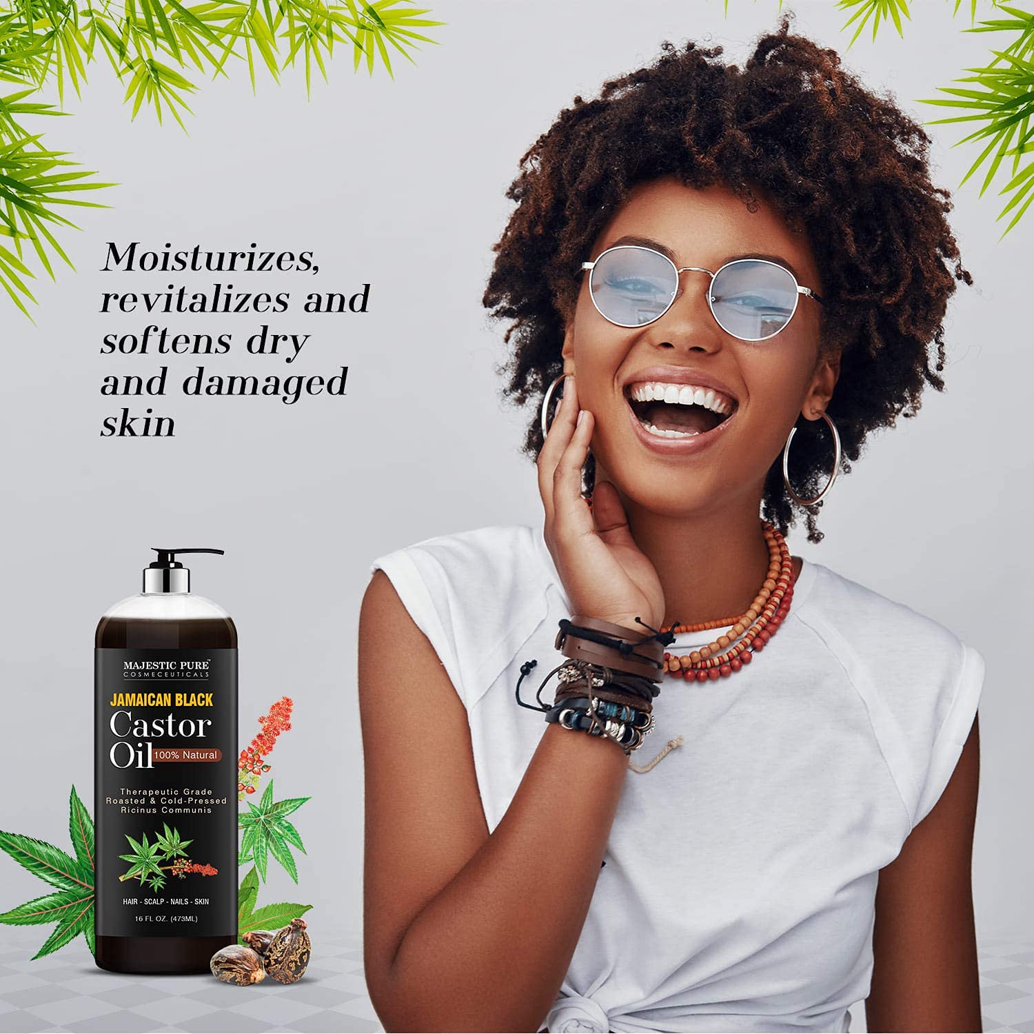 Majestic Pure Jamaican Black Castor Oil (16 oz) and Apple Cider Vinegar Shampoo & Coconut Avocado Conditioner Set (16 oz each) Bundle