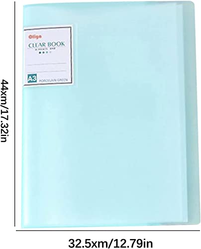 A3 30 Pags Diamond Painting Storage Book,Clear Pockets Art Plastic Sleeves Protectors,Large Portfolio Folder,Artwork Report Sheet Letter Storage, Binder for Artist,Photo Album Refill Pag