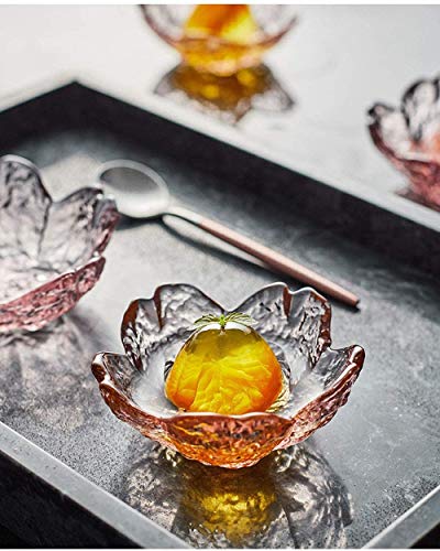 4pcs Glass Sakura Shape Small Seasoning Dishes Dipping Bowls Appetizer Plates,3.4inch
