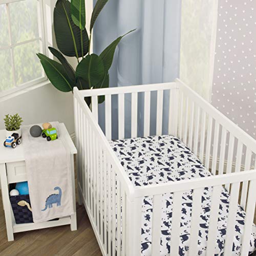 Carter's Dino Adventure Super Soft Gray and Blue Coral Fleece Baby Blanket
