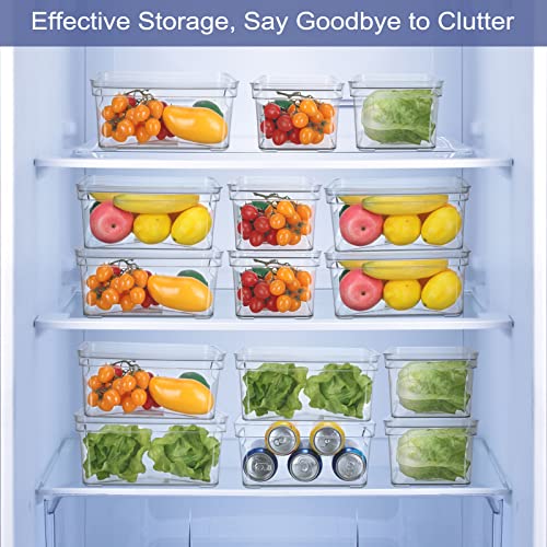 8 Pcs Clear Plastic Storage Bins with Lids Fridge Organizers Kitchen Stackable Clear Containers for Organizing Pantry Storage Bins for Refrigerator Bedroom Bathroom Office