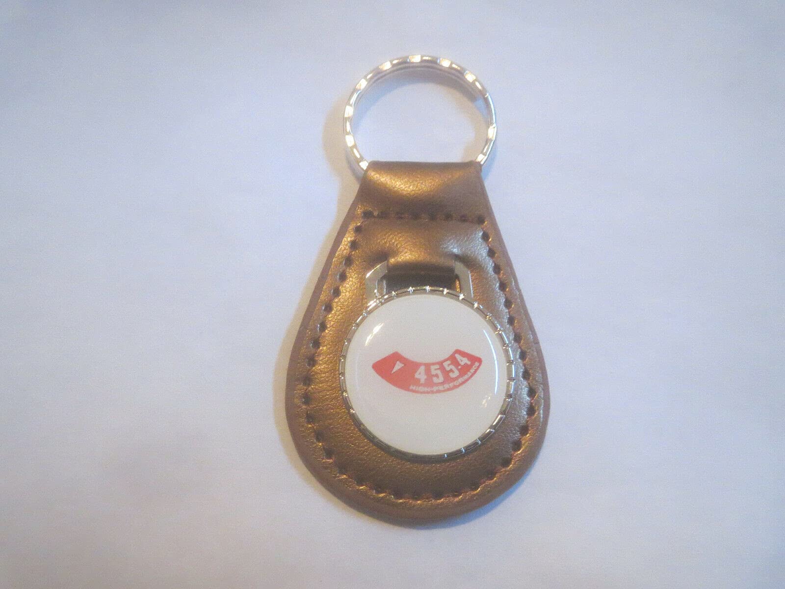 1960's 1970's GTO LEMANS 455 HIGH PERFORMANCE 455HP LOGO LEATHER KEYCHAIN - COPPER