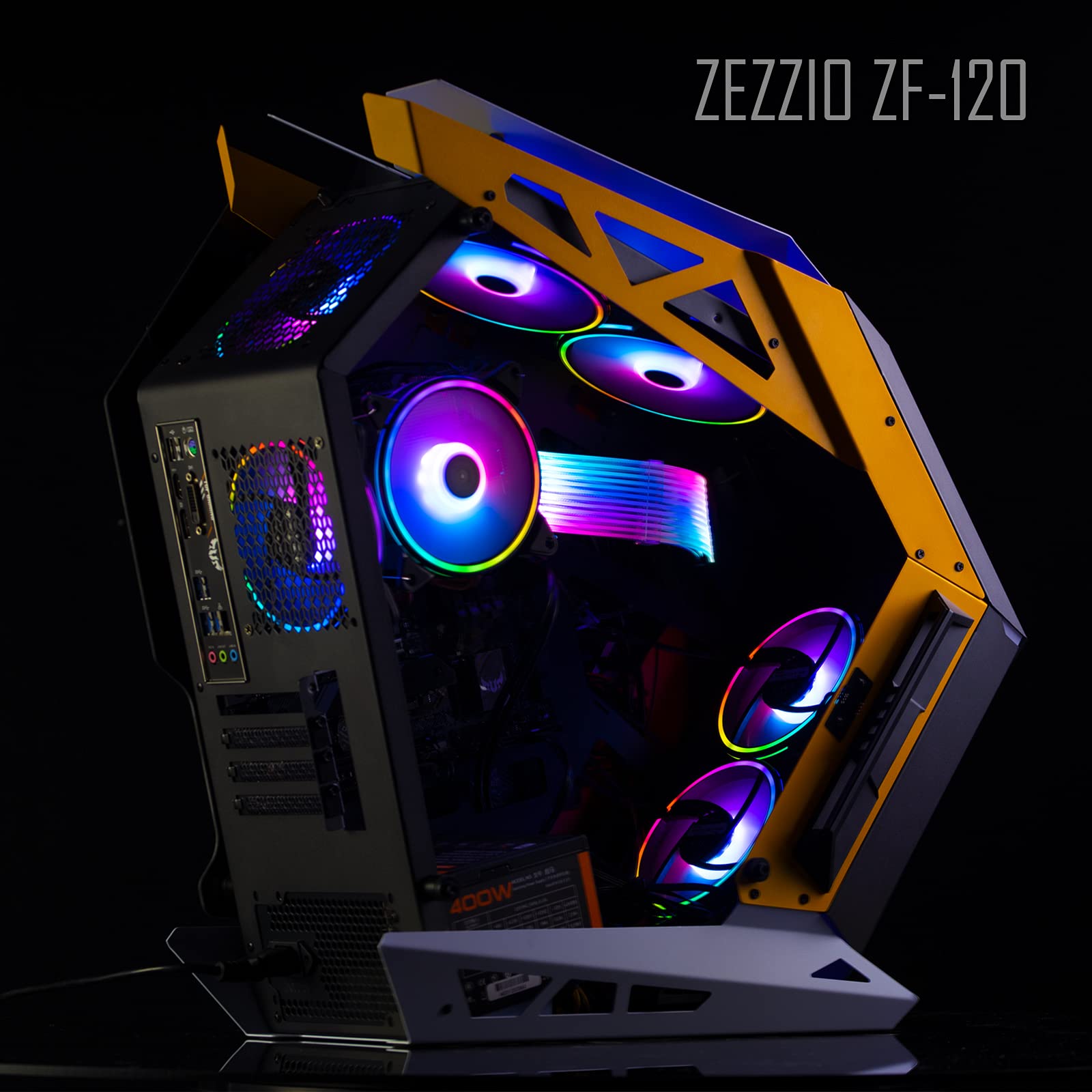 Zezzio 3PCS 120mm Addressable RGB PWM Case Cooling Fan for PC Cases with Controller(3pcs 12cm)