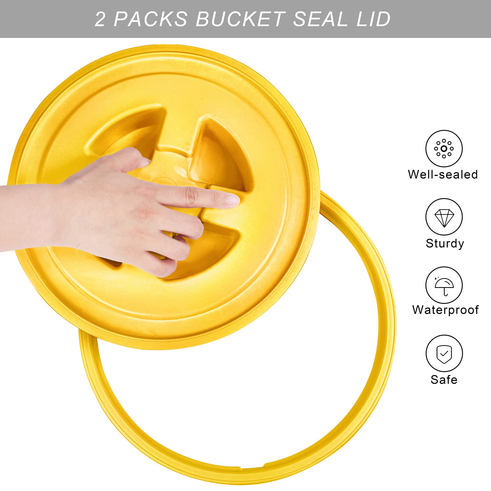 Aodaer 4 Pieces Seal Lid 5 Gallon Bucket Twist Lid Food Storage Container Lid Reusable Plastic Seal Lid Food Storage Container Lids (Red, Yellow, Blue, Green)
