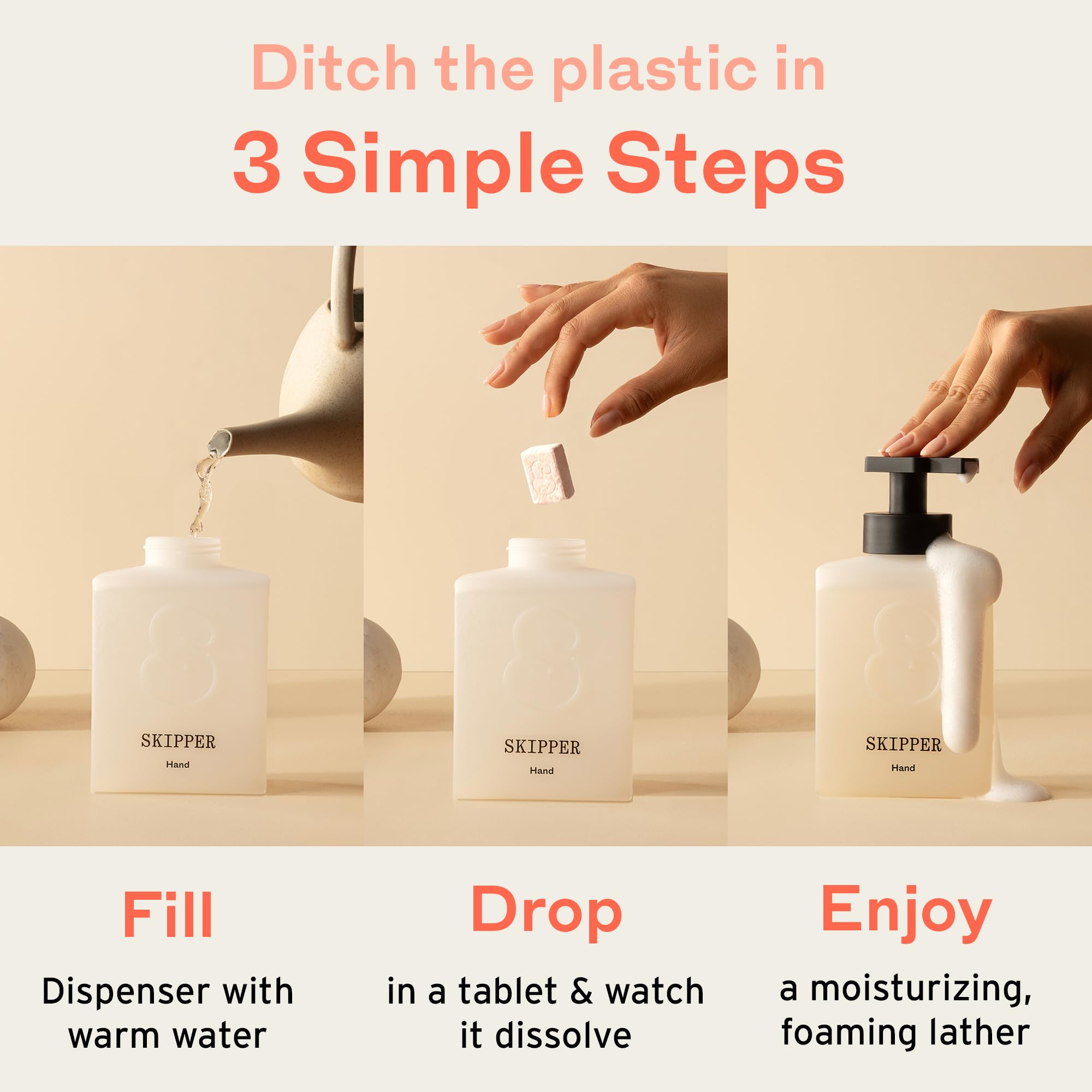 Tirtyl Skipper Foaming Hand Soap Tablet Refills - 12 Pack - 96 fl oz total (12x 8 fl oz) - Rebranded - Compostable Packaging - Variety Fragrance Pack