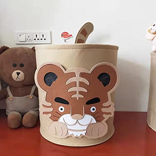 Wei Long Cute Foldable Felt Laundry,Nursery Hamper Laundry Basket,Storage Baskets for Kids Boys and Girls,Office,Bedroom,Clothes,Toys(Lion)
