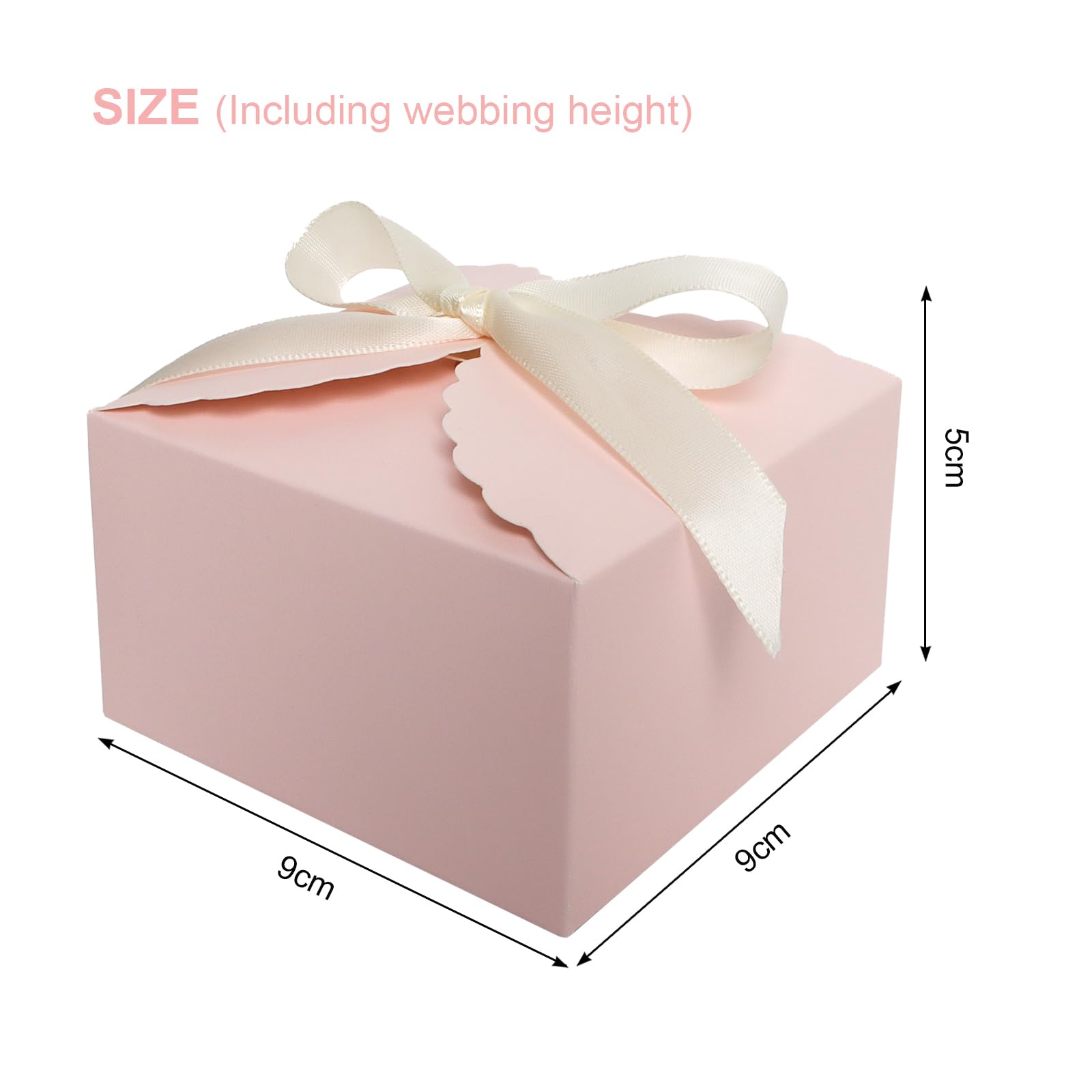 12pcs Pink Gift Box Kraft Square with Bow Foldable Small Candy Box with Ribbon for Gift Giving, Graduation Season, Christmas, Birthday Pink Mini Gift Boxes for Packaging
