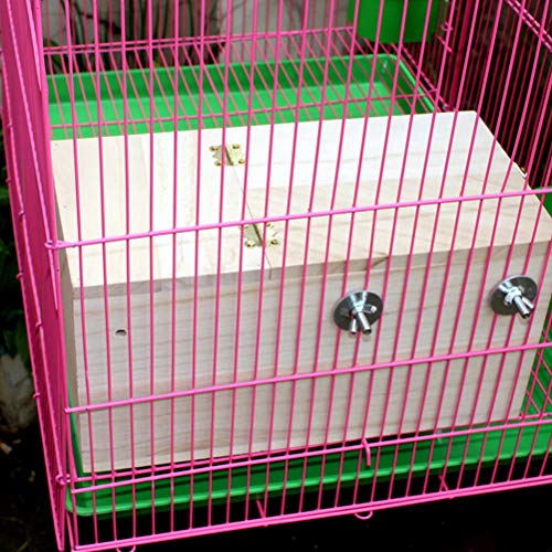balacoo Wooden Bird Nesting Box Parrot Clear View Window Lovebirds Breeding Box Bird Nesting Feeding Station House Left Open Window (Small Size)