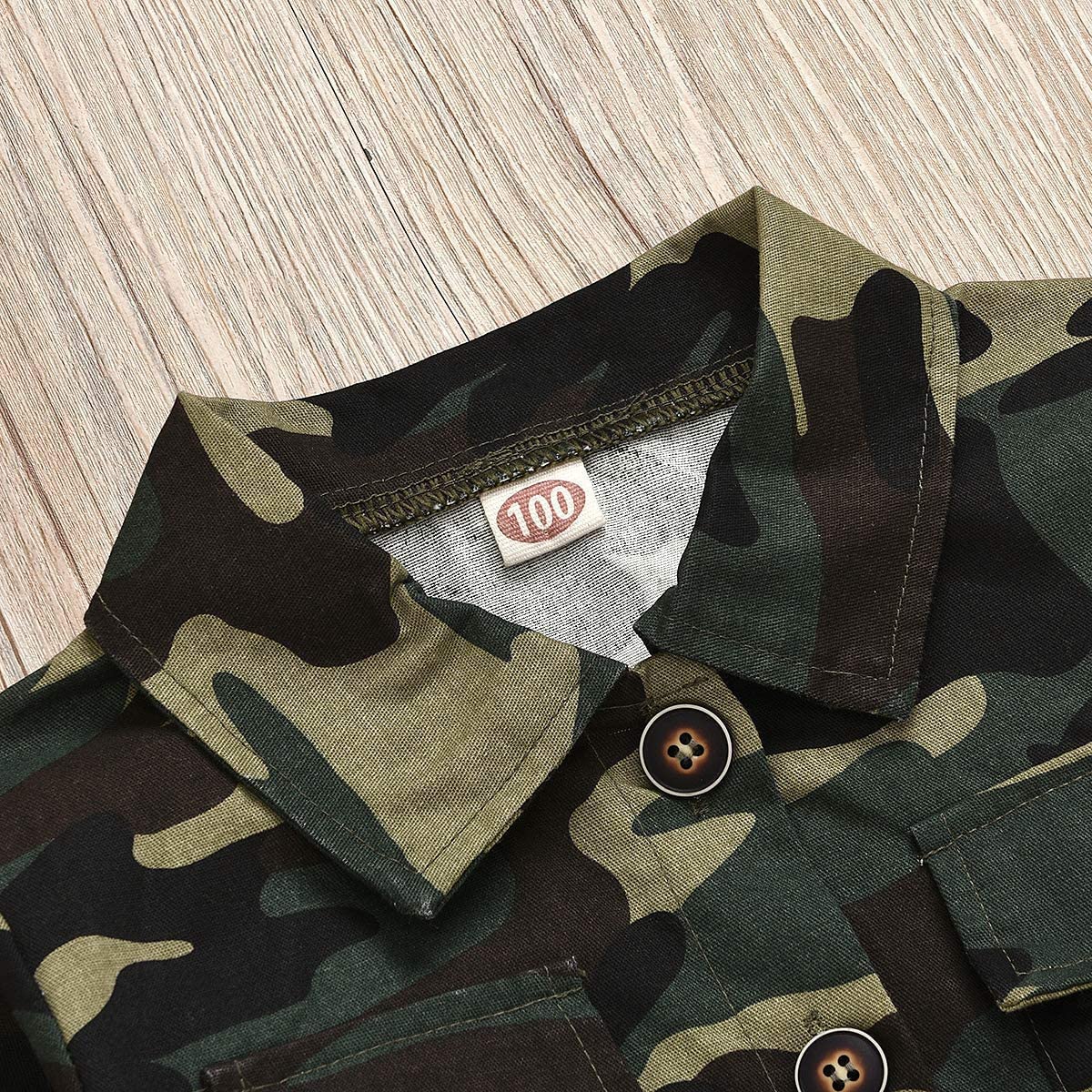 BOIZONTY Toddler Kids Baby Girl Camouflage Jacket Coat Casual Denim Windbreaker Button Down Outerwear Winter Fall Outfit Clothes (Camouflage,4-5 Years)