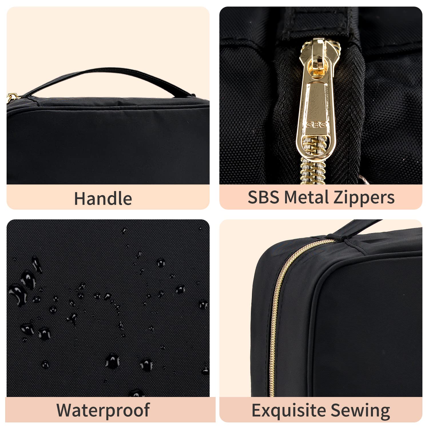 CUBETASTIC Travel Toiletry Bag, Makeup Bag for Women, Portable Water-resistant Small Travel Bag for Toiletries & Cosmetic Essentials