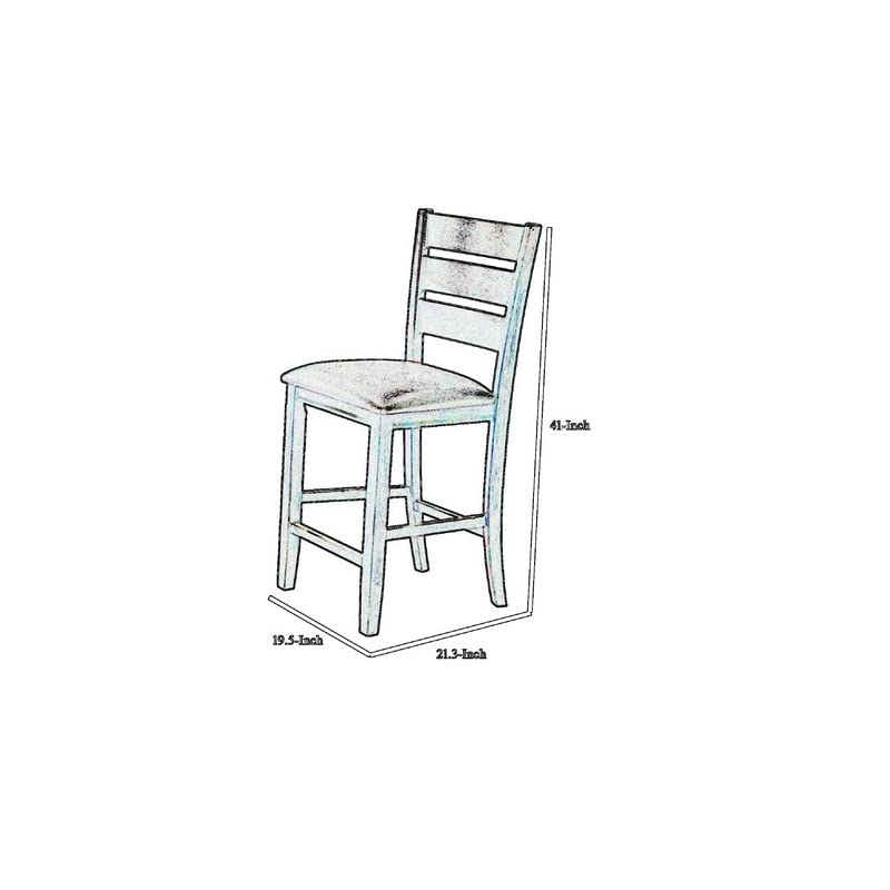 Benjara Leatherette Wooden Counter Chair with Ladder Back, Set of 2, Brown