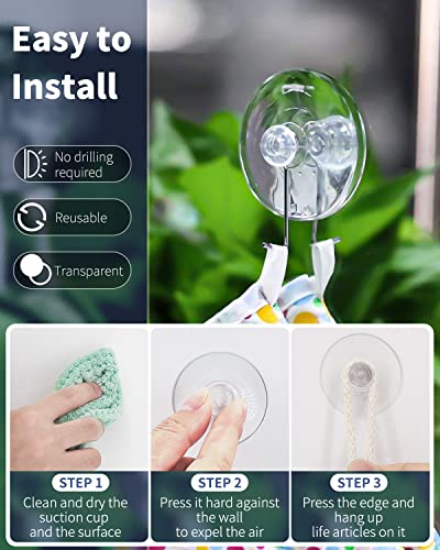 Pawfly 20 Pcs Suction Cups 1.8 Inch Clear Plastic Suction Pads for Home Organization and Decoration Strong Adhesive Sucker Holders for Kitchen Bathroom Window and Glass Door
