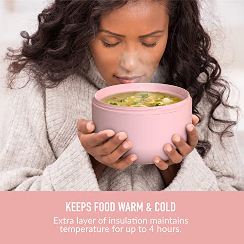 Bentgo Bowl - Insulated Leak-Resistant Bowl with Snack Compartment, Collapsible Utensils and Improved Easy-Grip Design for On-the-Go - Holds Soup, Rice, Cereal & More - BPA-Free, 21.2 oz (Blush)