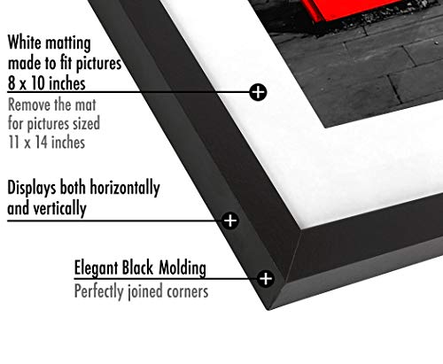 AmericanflatAmericanflat 11x22 Newspaper Frame In Black & 11x14 Black Picture Frame - Displays 8x10 With Mat or 11x14 Without Mat - Composite Wood with Shatter Resistant Glass
