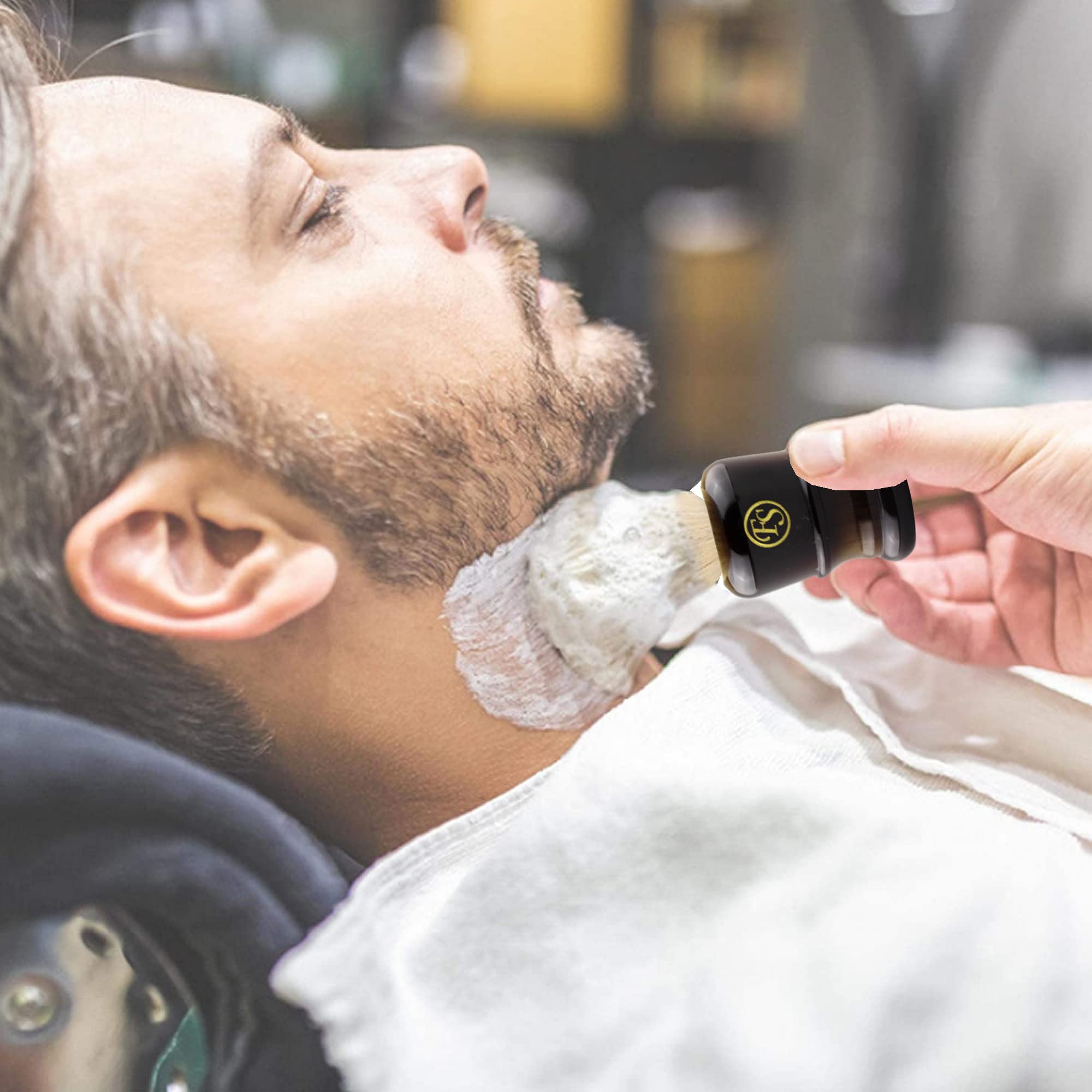 Frank FS shaving Synthetic Hair Shaving Brush for Men's Personal and Professional Shaving (Dark Horn)