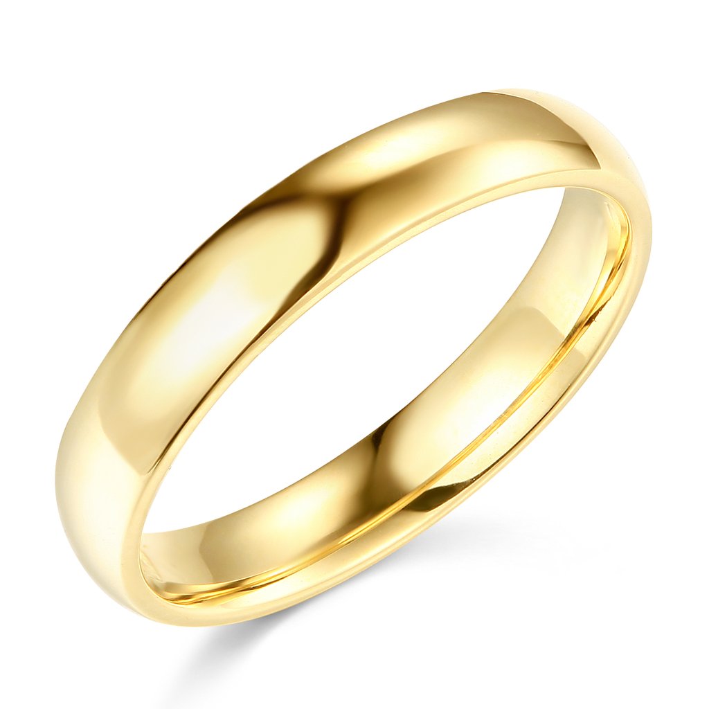 14k Yellow Gold 4mm Plain Wedding Band - Size 4