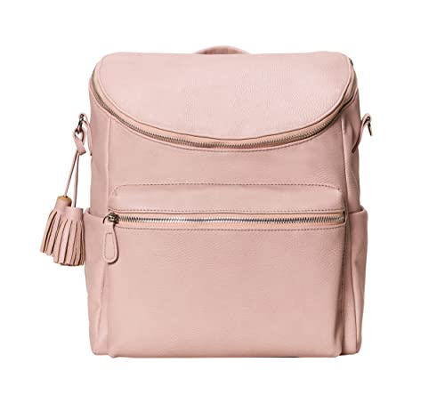 Comfy piks Diaper Bag Backpack, Vegan Leather Backpack with Baby Changing Pad, Stroller Straps and Carry Pouch, Convertible Baby Travel Bag with Insulated Pockets for Diapers, Bottles, Toys, Clothes