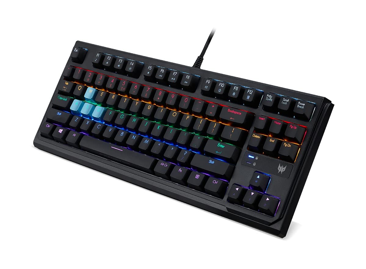 Acer Predator Aethon 301 TKL Gaming Keyboard - Gateron Blue Switches | 6 Zone Backlit LED Color Keys | 7 Level Brightness | 8 Preset Lighting Modes