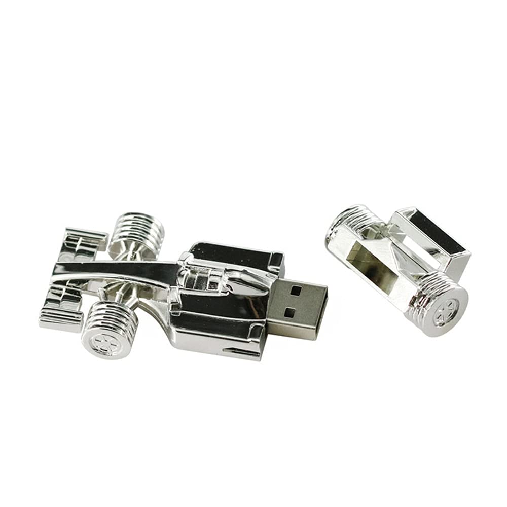 16GB Racing Car Shape USB 2.0 Flash Drive Thumb Drive Memory Stick Pen Drive U Disk Data Storage Jump Drive USB Drive Flash Disk USB Stick USB Disk (Silver)