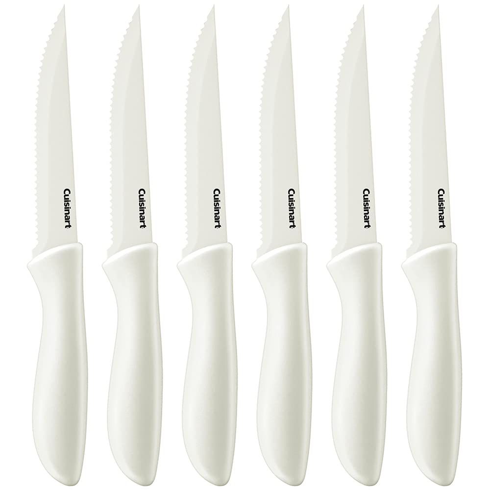 Cuisinart C55-6PCSW Advantage Ceramic Coated Serrated Steak Knife 12 Pieces Set White