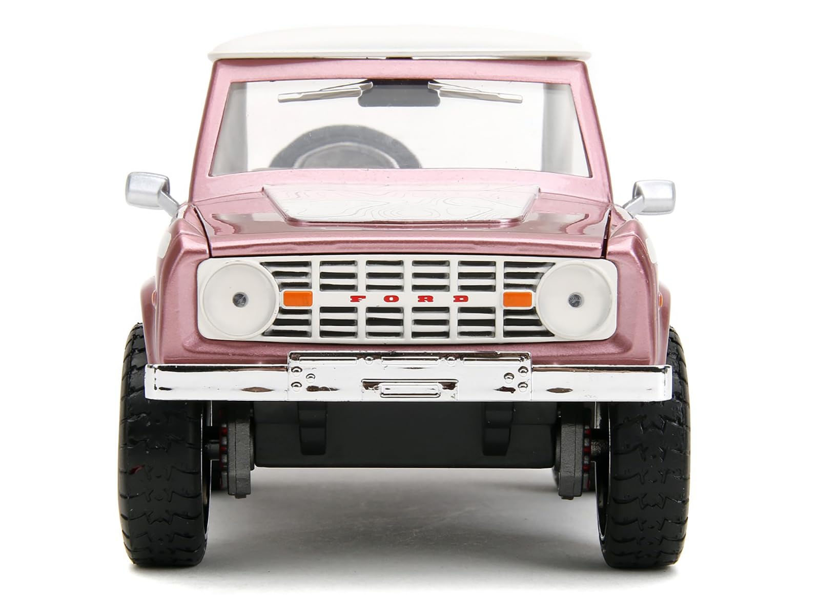 1973 Bronco Pink Metallic with White Top and Graphics Pink Slips Series 1/24 Diecast Model Car by Jada 34896