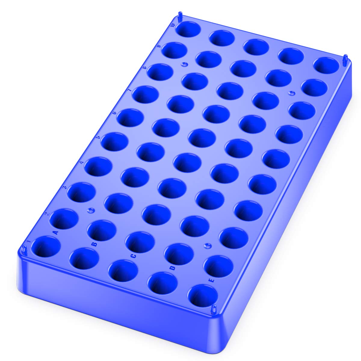2Pcs Vial Rack,Blue Polypropylene(PP) Vial Holder 2mL with 50 Holds Diameter 12mm,Stackable Vial Racks,Centrifuge Tube Rack,Bottle Racks by Biomed Scientific
