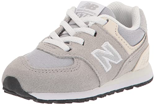 New Balance Kid's 574 V1 Bungee Sneaker, Team Away Grey/Silver Mink, 5 M US Toddler (1-4 Years)