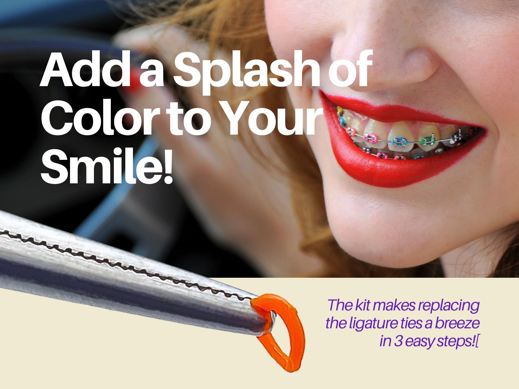 Dental Braces Color Changing Kit, Orthodontic Ties Changing kit, Change The Color of Your Braces Yourself in Minutes Ligas para Brackets Ortodoncia