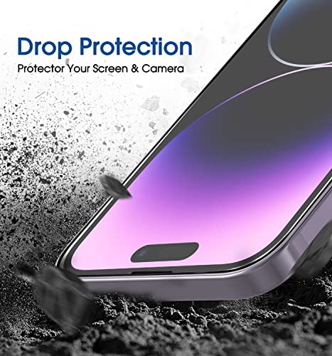 amFilm OneTouch Glass Screen Protector Compatible for iPhone 14 Pro 6.1 Inch 2022, Easiest Installation, Dynamic Island Compatible, Bubble Free and Full Coverage Case Friendly, Tempered Glass, 2 Pack