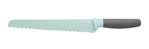 Berghoff Leo Ceramic Coated Non-Stick Bread Knife with Soft Touch Handle, 23cm, Stainless Steel, Green