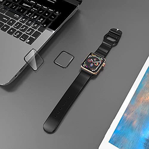 EWUONU [2 Pack Tempered Glass Screen Protector Compatible for Apple Watch Series 6/SE/5/4 44mm, 3D Full Coverage [Easy Installation Frame] Waterproof Bubble-Free HD Clear Film for iWatch 44mm