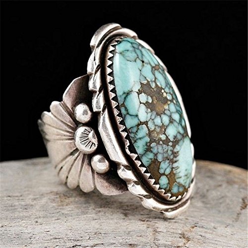 Aunyamanee Jewelry Shop Vintage Women Jewelry 925 Silver Turquoise Gem Fashion Wedding Ring Size 6-10 (8)