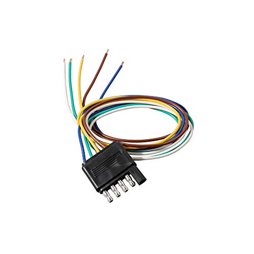 Oyviny 5 Way Flat Trailer Wiring Harness Plug with 22 inch Wire Lead Trailer End Durable 5 Pin Male Connector Trailer Light Wiring Harness Extension for Trailer RV Boat Color-Coded Waterproof