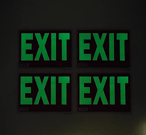 Exit Sign Glow-in-The-Dark Exit Sign, 12 by 9 Inches, Photoluminescent Glow In the Dark EXIT Sign, save energy eco friendly -12 Pack by cotton fly