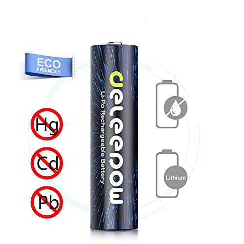 Deleepow Rechargeable AA Batteries, 1.5V 3400mWh High Capcity Lithium AA Battery 4 Pack 1500 Cycles Long Lasting Double A Battery