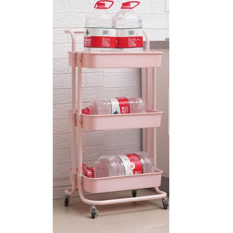 BHVXW 3 Tier Storage Rack with 4 Wheels Home Kitchen Rack Living Room Bedroom Item Storage Rack