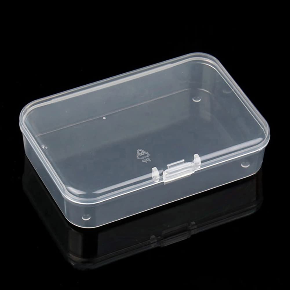 4 Pcs Clear Plastic Storage Containers Small Bead Organizer Boxes Portable Travel Pill Cases with Hinged Lid