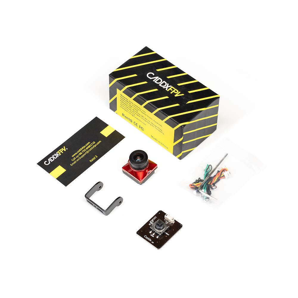 Caddx Ratel 2 FPV Camera 1200TVL NTSC/PAL 16:9/4:3 Switchable 1.66mm/2.1mm Lens Super WDR FPV Micro Camera for FPV Racing (Red)
