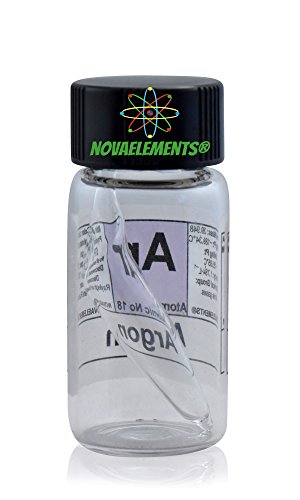 Argon Gas Element 18 Ar, Sample 99.9% in Mini ampoule and Glass ampoule with Label