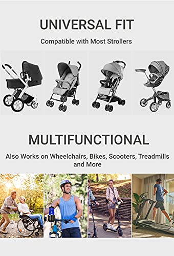 Universal Cup Holder, Stroller Cup Holder with Phone Holder, Stroller Accessories, Bike Water Bottle Holder, Treadmill, Wheelchair(Crepe)