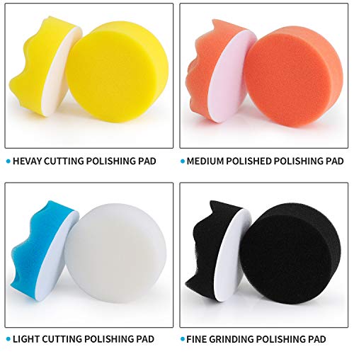 Kshineni Car Foam Drill 3-Inch Buffing Pad, 11 Pcs Polishing Pads Kit, Car Buffer Polisher Kit Drill Buffing Kit for Car Polishing, Waxing, Sealing Glaze