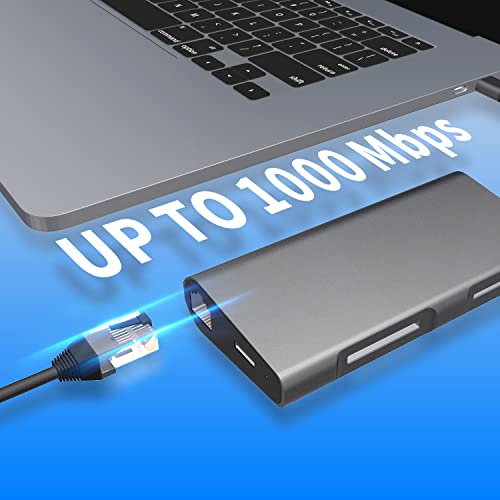 2 Pack LasAnclas USB C Hub, USB C Docking Station with 4K HDMI, 100W PD, 5Gbps USB 3.0, SD/TF Card Reader 1Gbps, LAN USB C Dongle