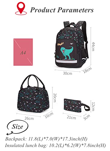 3 Pieces Shark Sea Animal Primary Middle School Boys Large Backpack Water Resistant Bookbag Set with Lunch Kits