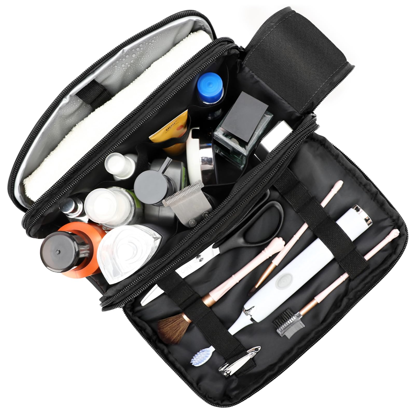 GANIBAGS Toiletry Bag for Men, Travel Organizer Leather Dopp Kit Water-resistant Shaving Bag for Toiletries Accessories… (Black)