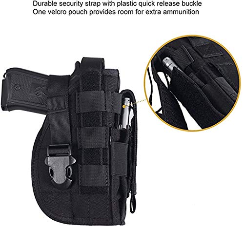 ACEXIER Universal Tactical Gun Holster Right Hand Molle Pistol Holster Combat Airsoft Waist Belt Holster for 1911 45 92 96 Glock(Black)